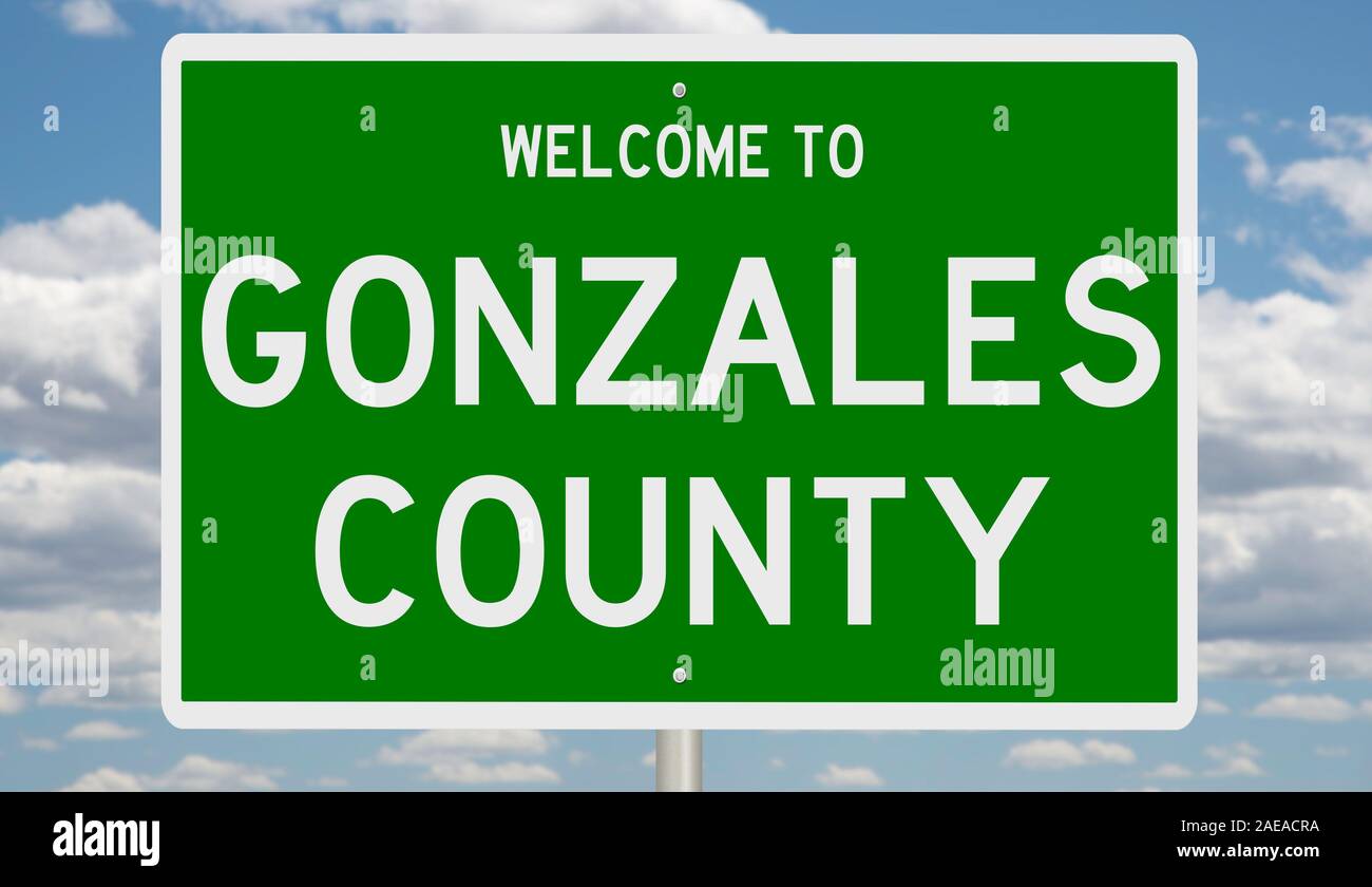 Rendering of a 3d green highway sign for Gonzales County Stock Photo ...