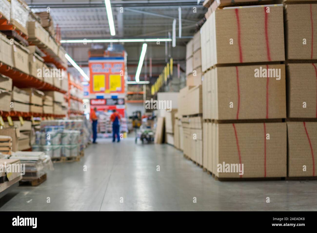 Warehouse tree. Pallets with wooden plates in a warehouse or in a ...