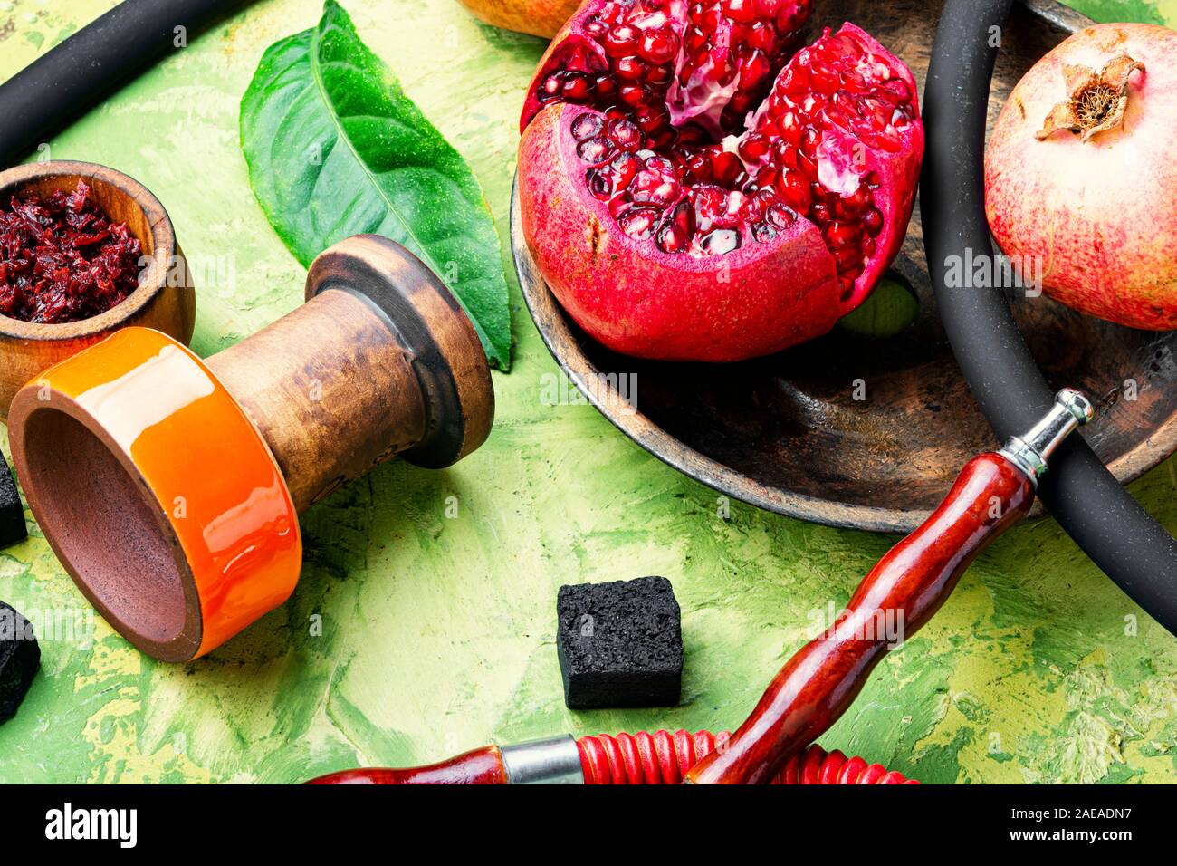 Arabic smoking hookah.Pomegranate flavor hookah.Fruit tobacco shisha ...