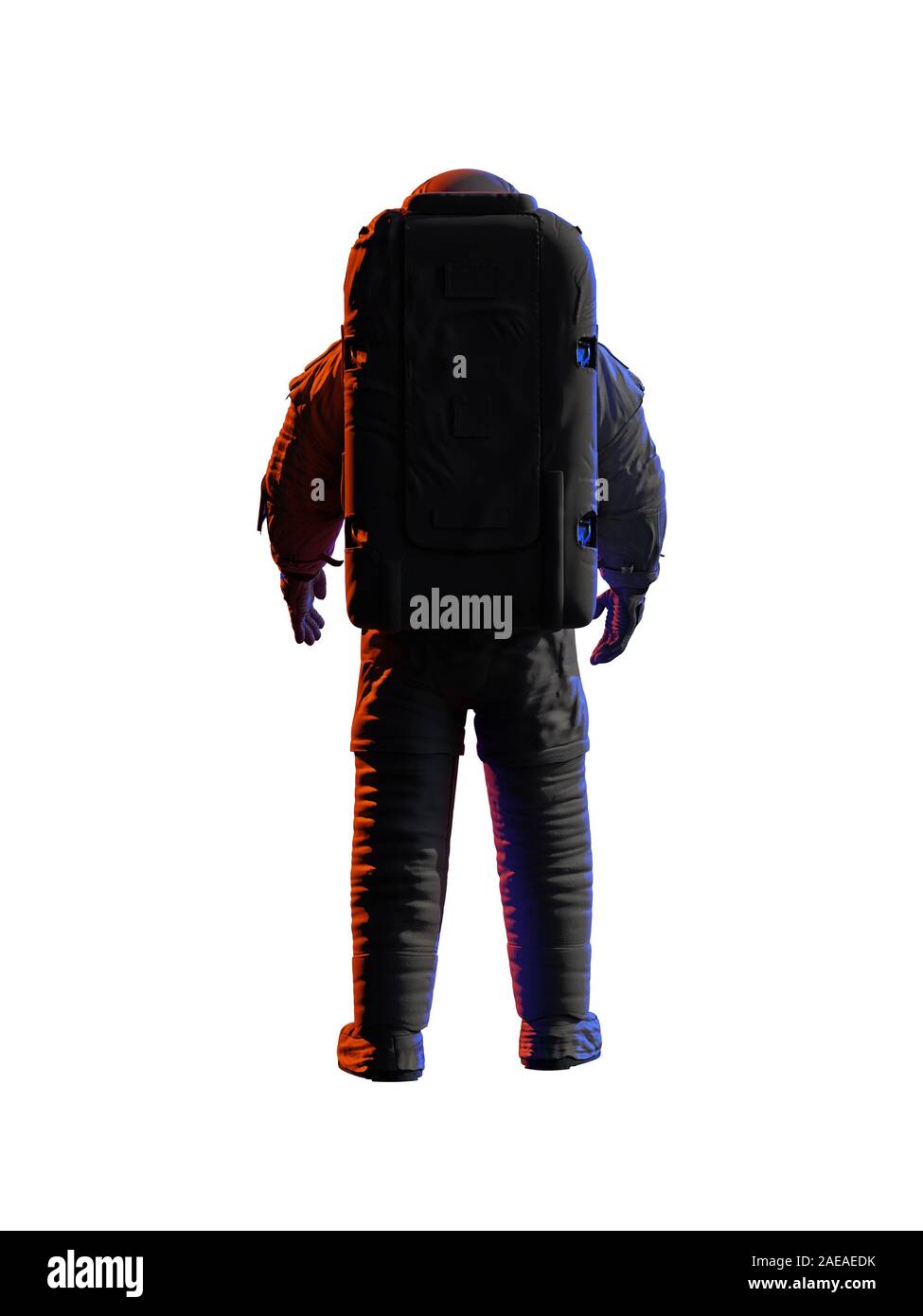 standing astronaut looking into empty space, isolated on white ...