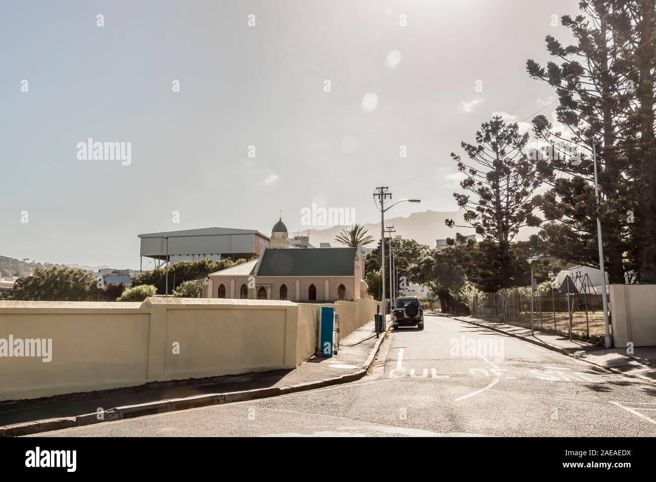 Street in the town of Claremont, Cape Town, South Africa. Sunny weather ...
