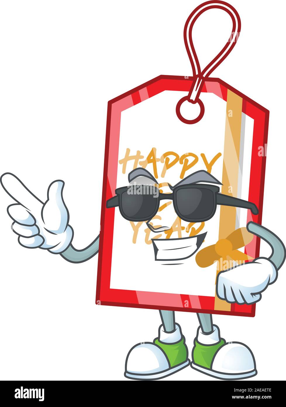Super cool happy new year tag character wearing black glasses Stock ...