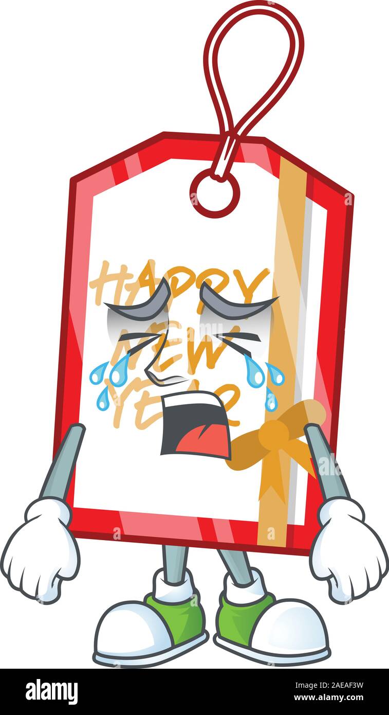 Sad Crying happy new year tag cartoon character design style Stock ...