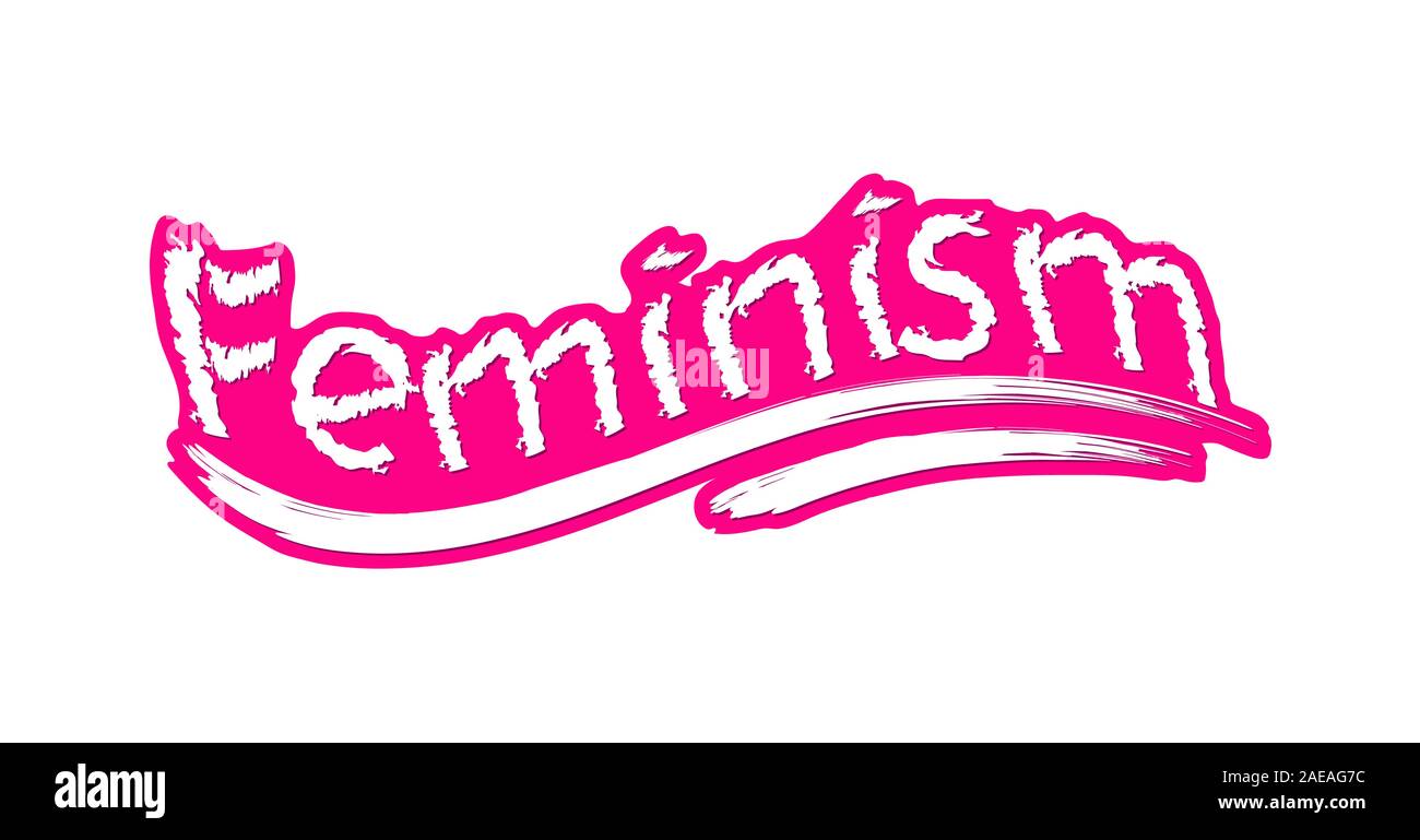 FEMINIST inscription on a pink surface for poster, banner, textile and ...