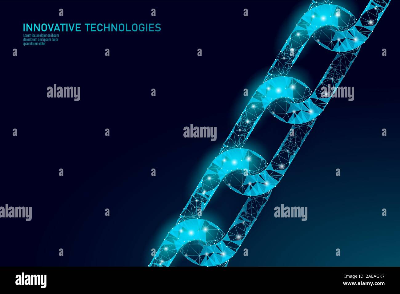 Blockchain business symbol concept. Chain connection network finance information security. 3D ...