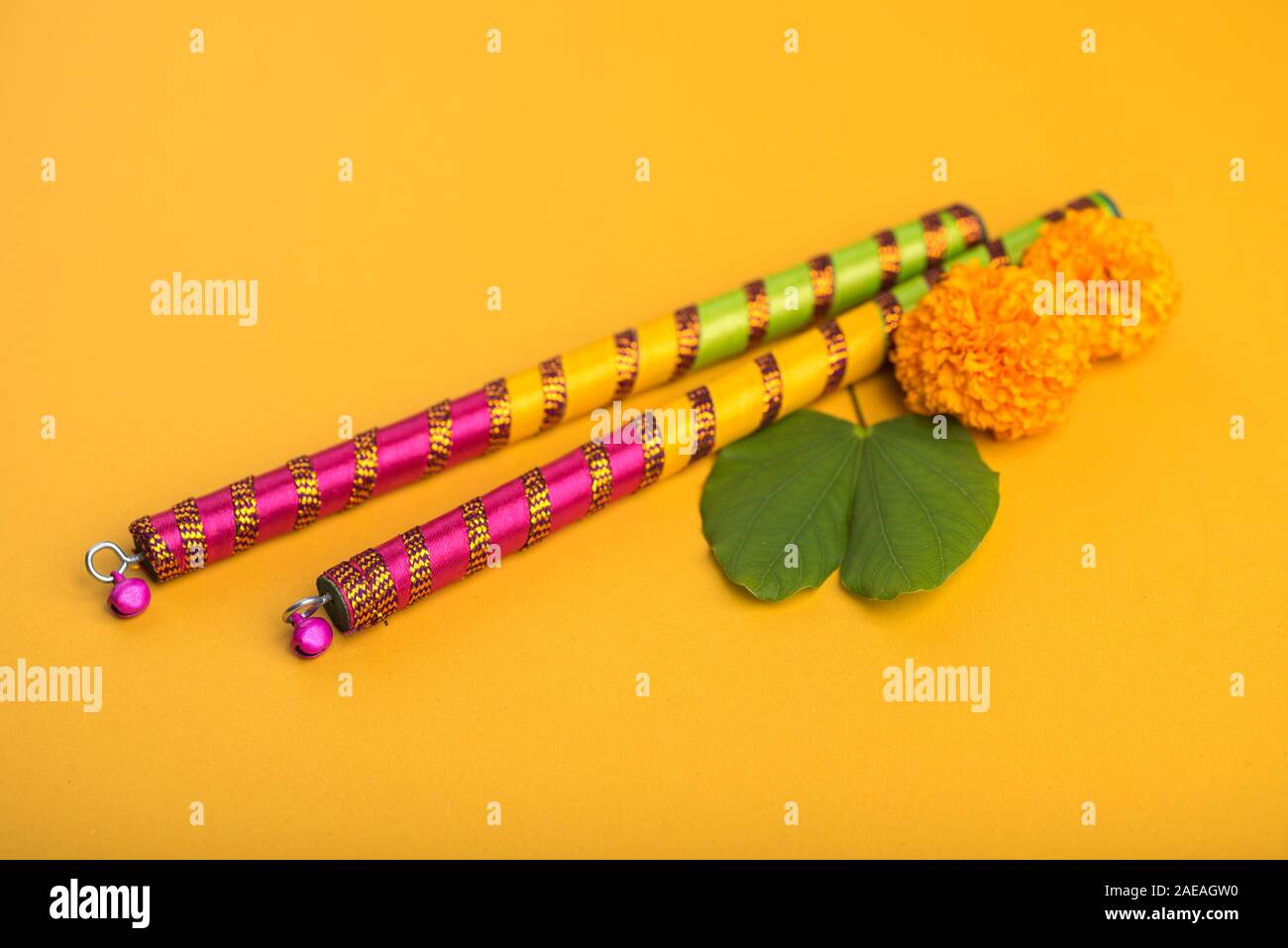 Indian Festival Dussehra and Navratri, showing golden leaf (Bauhinia ...