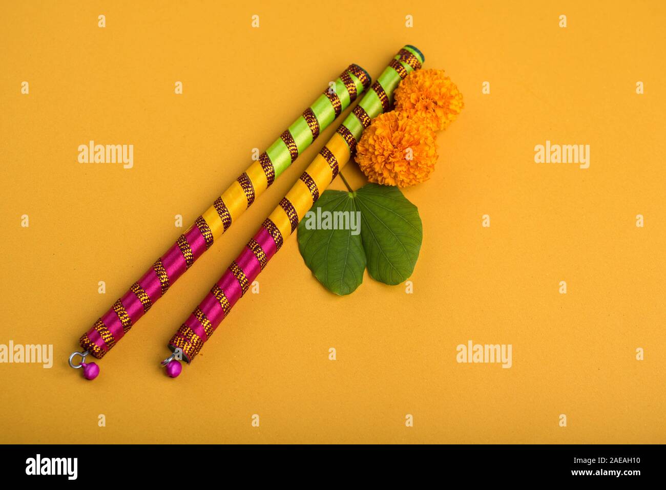 Indian Festival Dussehra and Navratri, showing golden leaf (Bauhinia ...