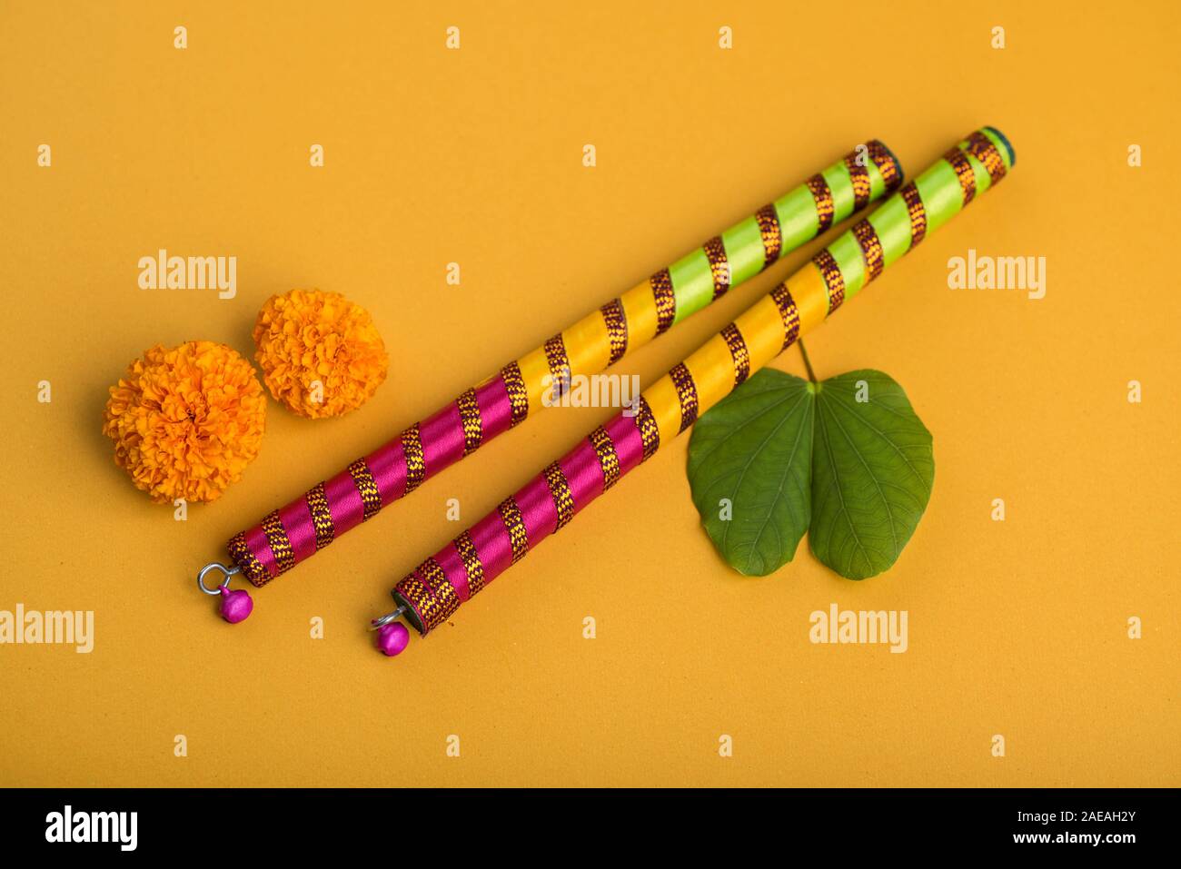 Indian Festival Dussehra and Navratri, showing golden leaf (Bauhinia ...