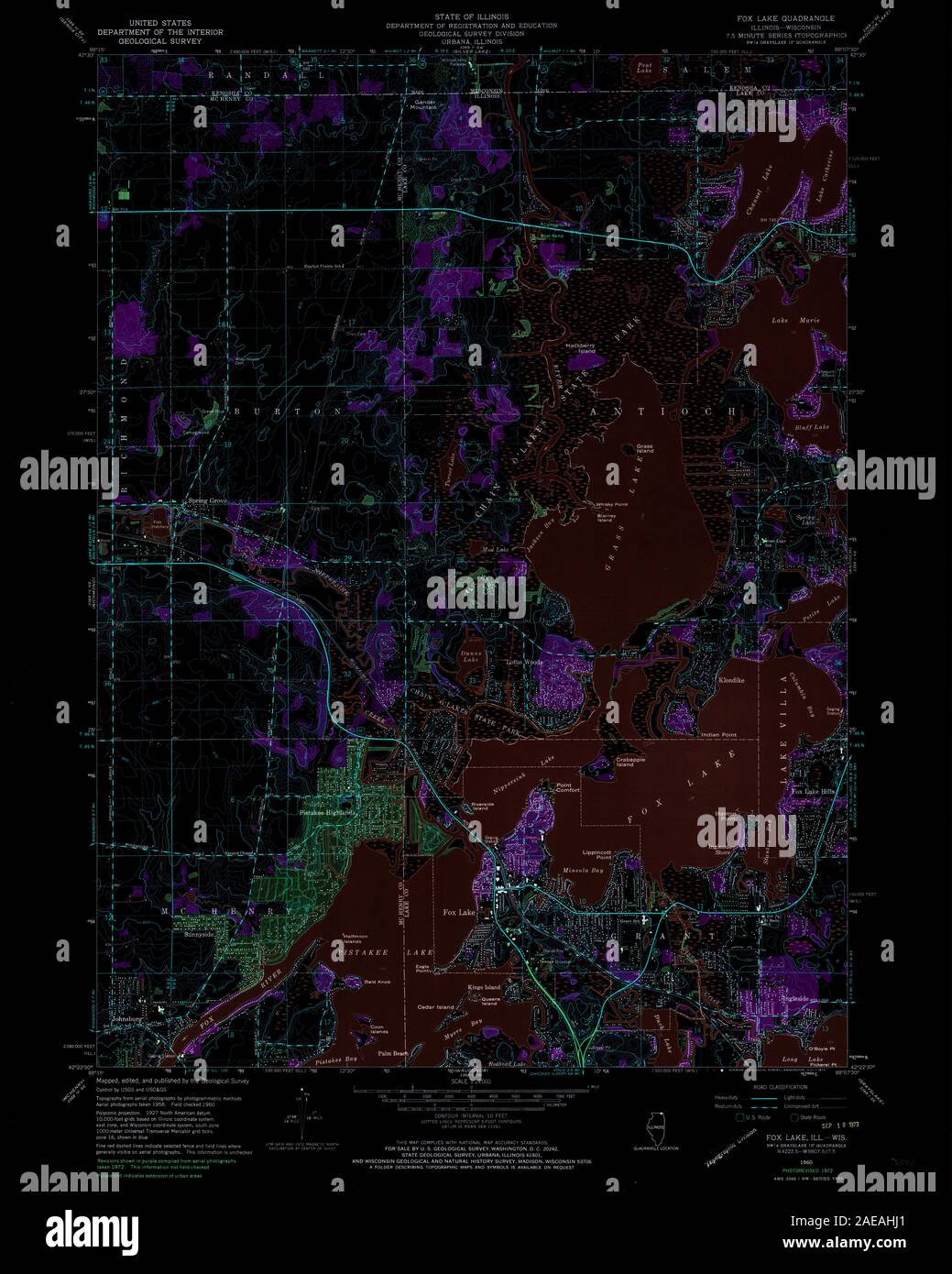 Map of fox lake hi-res stock photography and images - Alamy