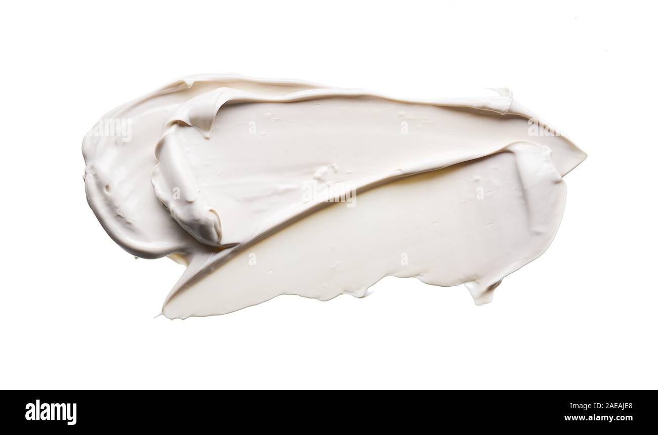 White smear and texture made byface clay or cream isolated on white ...