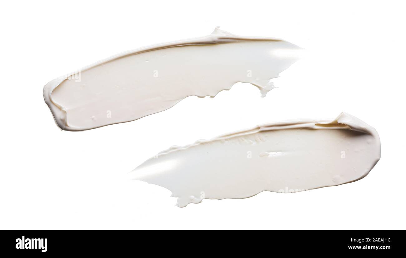 White smear and texture made byface clay or cream isolated on white ...