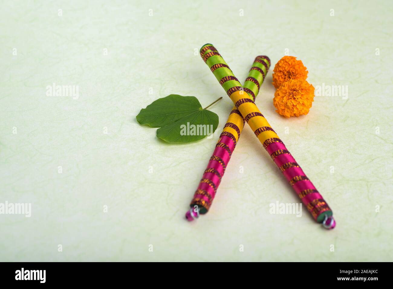 Indian Festival Dussehra, showing golden leaf (Bauhinia racemosa) and ...