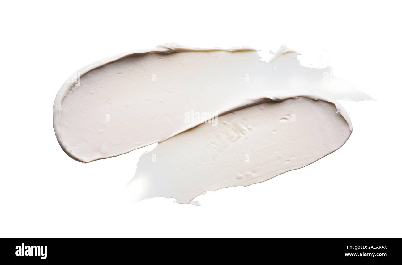 White smear and texture made byface clay or cream isolated on white ...