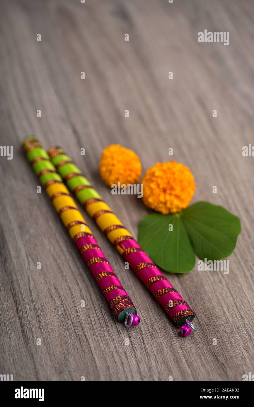 Indian Festival Dussehra and Navratri, showing golden leaf (Bauhinia ...