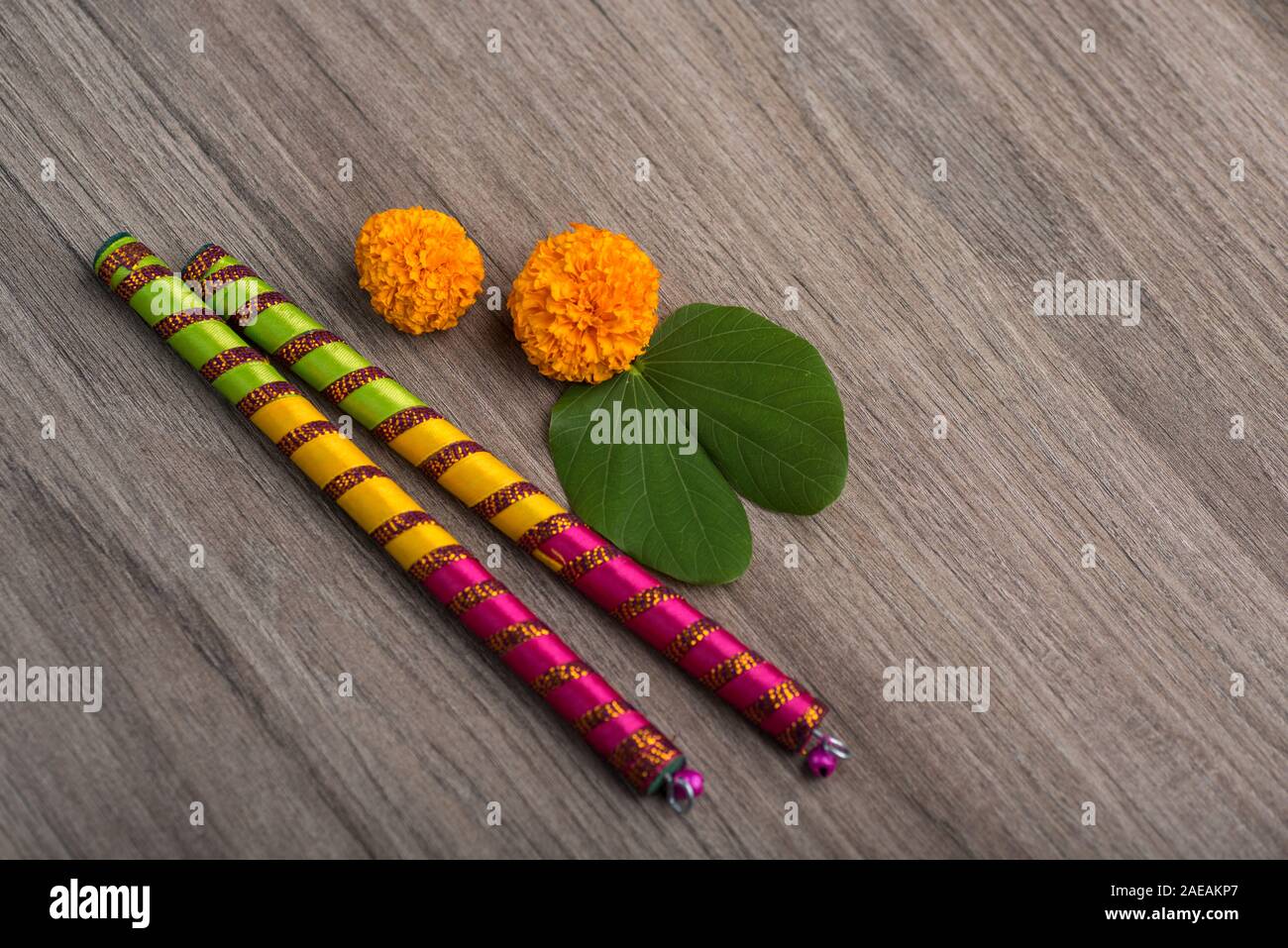 Indian Festival Dussehra and Navratri, showing golden leaf (Bauhinia ...