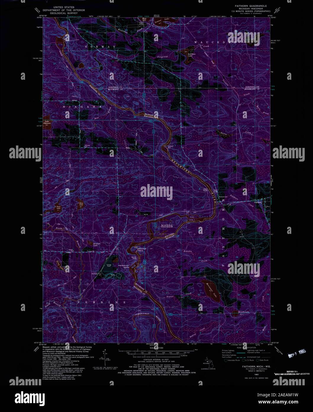 MI Faithorn 276083 1982 24000 Inverted Restoration Stock Photo - Alamy