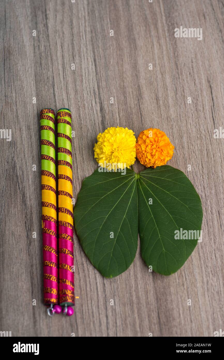 Indian Festival Dussehra and Navratri, showing golden leaf (Bauhinia ...