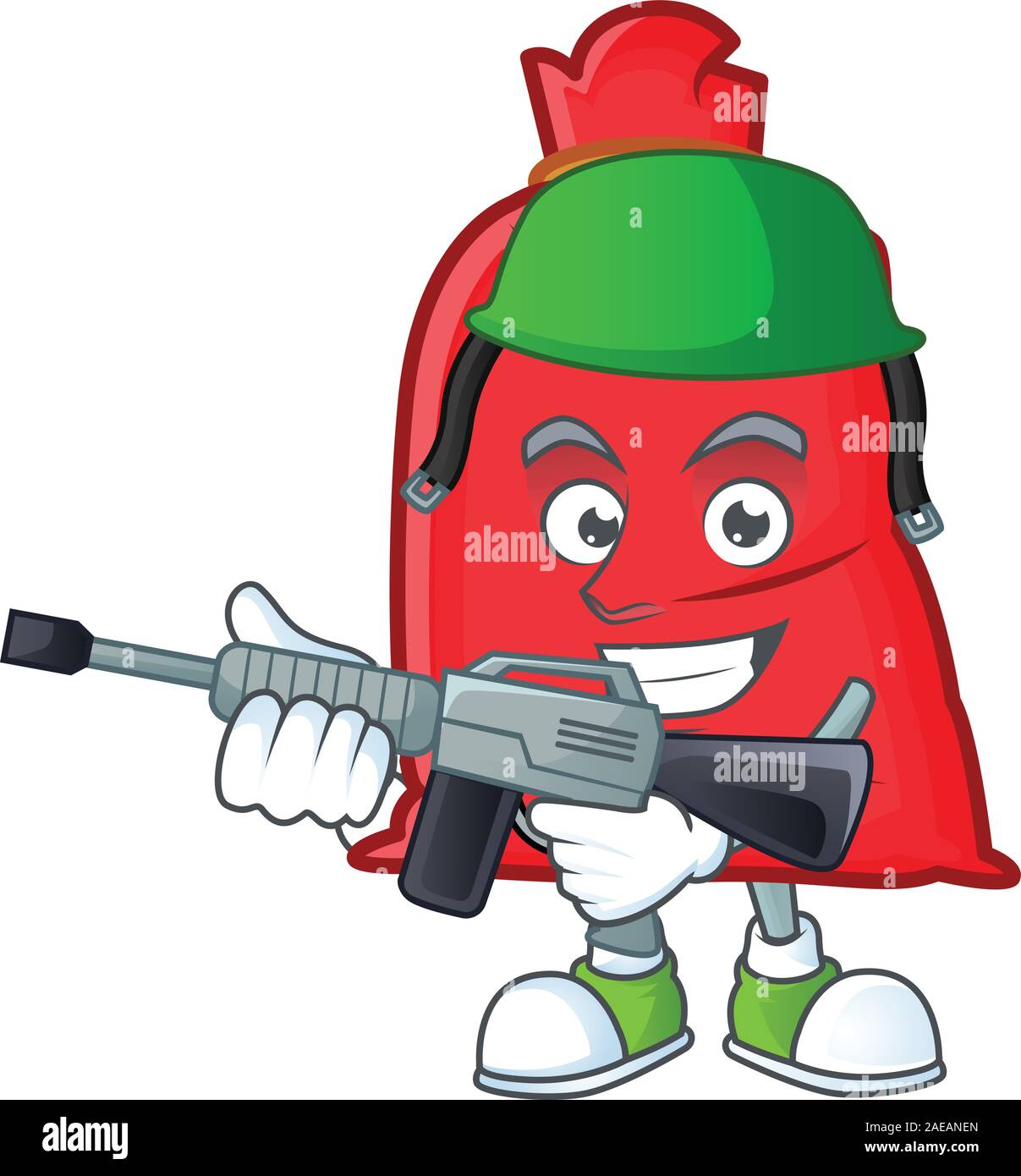 A cartoon style of santa bag close Army with machine gun Stock Vector ...