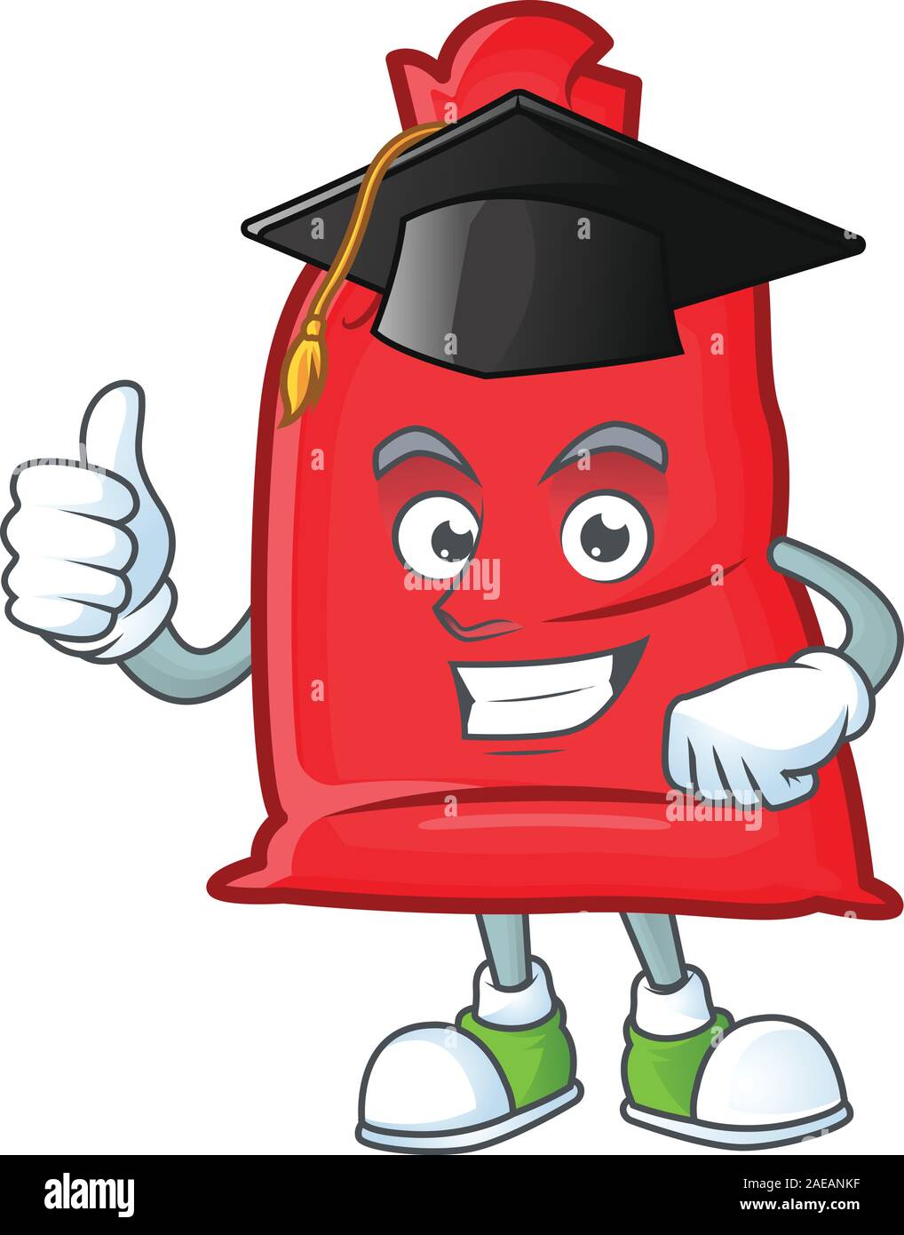 Happy santa bag close wearing a black Graduation hat Stock Vector Image ...