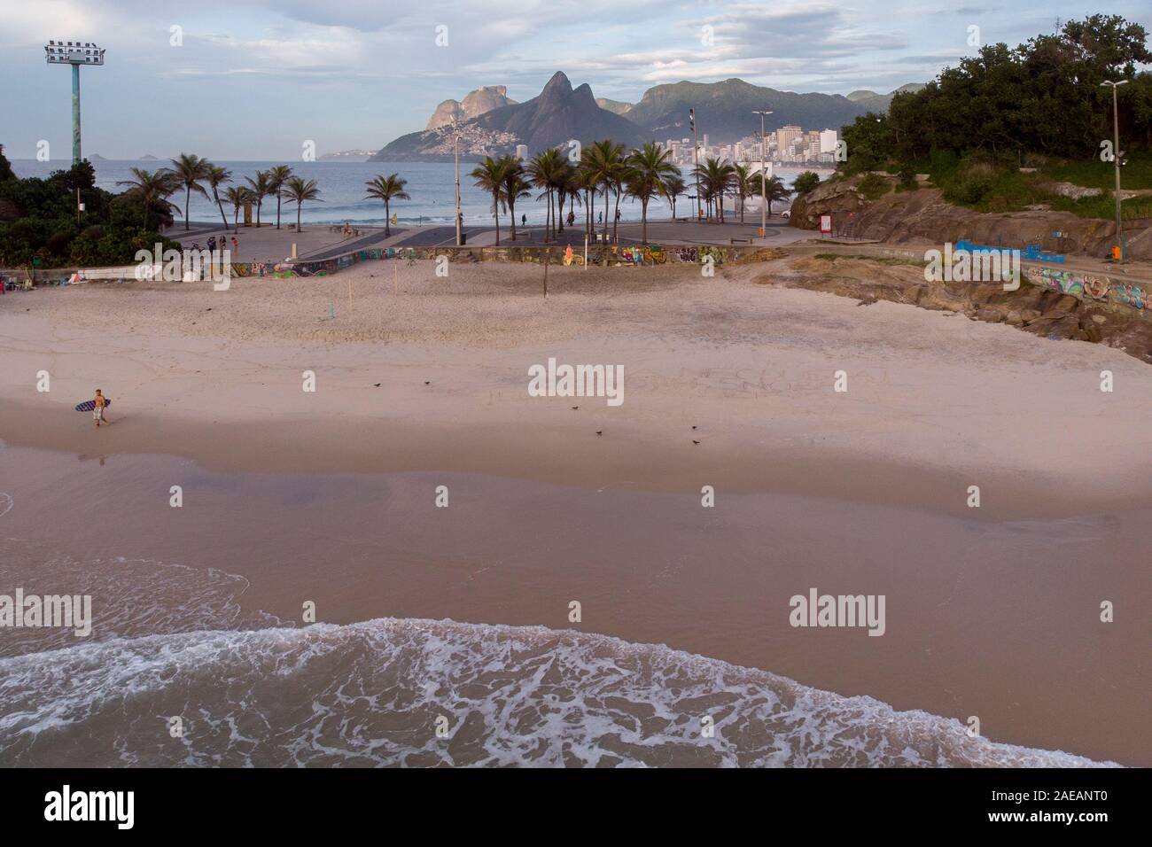 Devils beach at the Arpoador rock with Ipanema beach and the Two ...