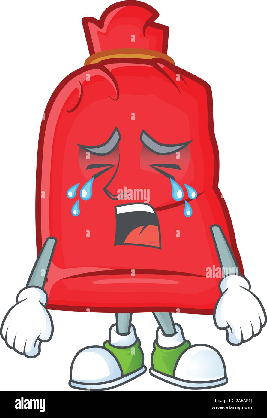 Sad Crying santa bag close cartoon character design style Stock Vector ...