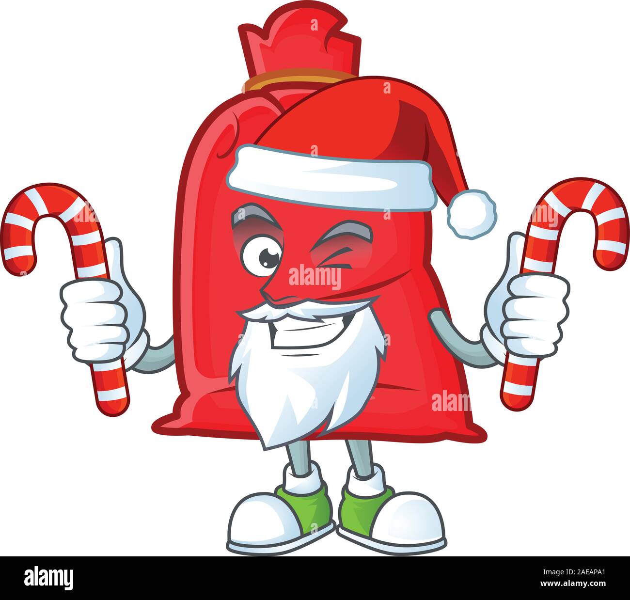 Santa bag close Cartoon character in Santa with candy Stock Vector ...