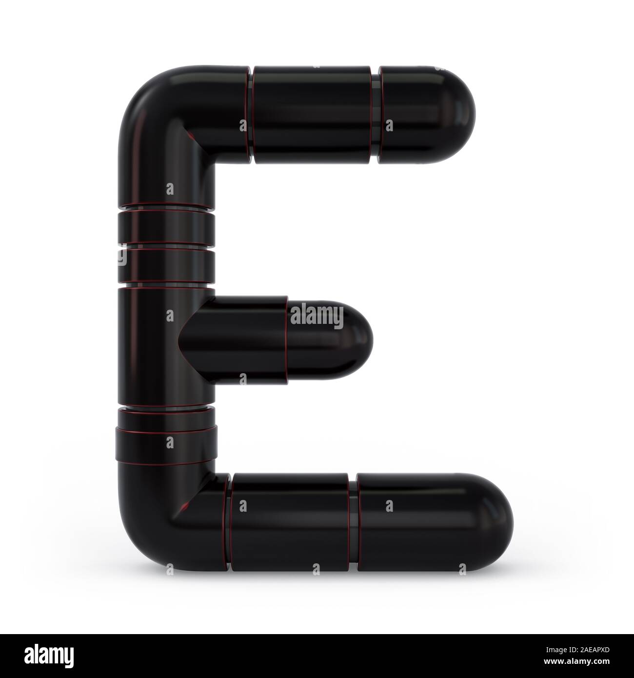 Capital letter E. Uppercase. Metallic futuristic black font. Mechanical ...