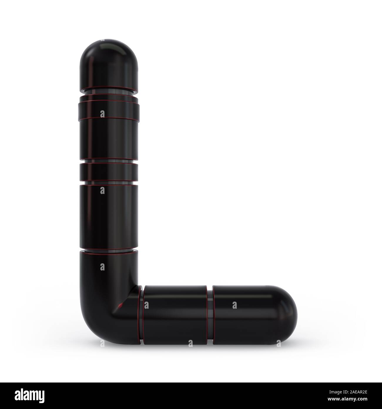 Capital letter L. Uppercase. Metallic futuristic black font. Mechanical ...