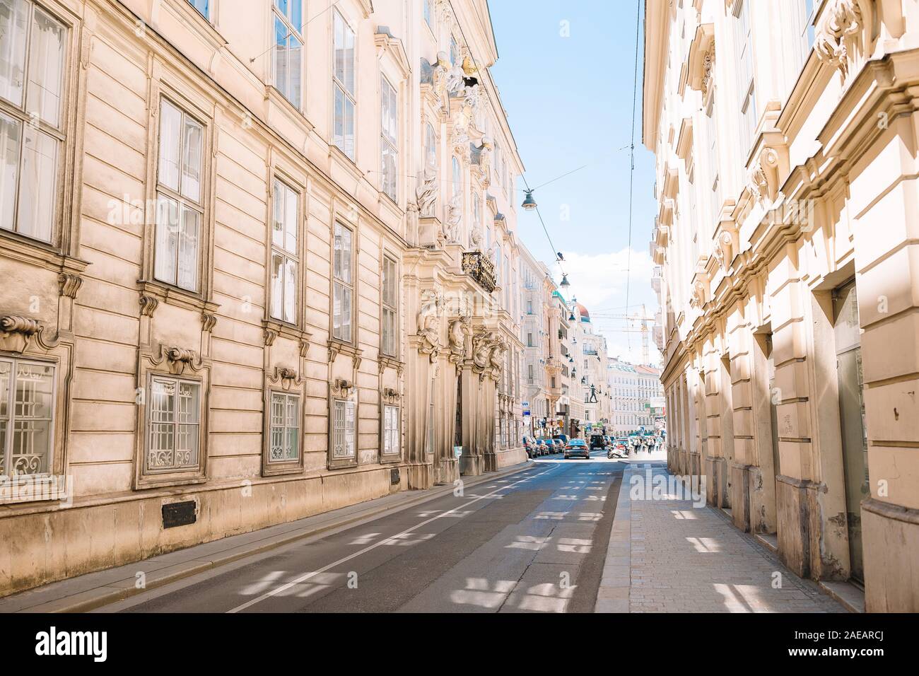 Empty street in european city, Vienna Stock Photo - Alamy