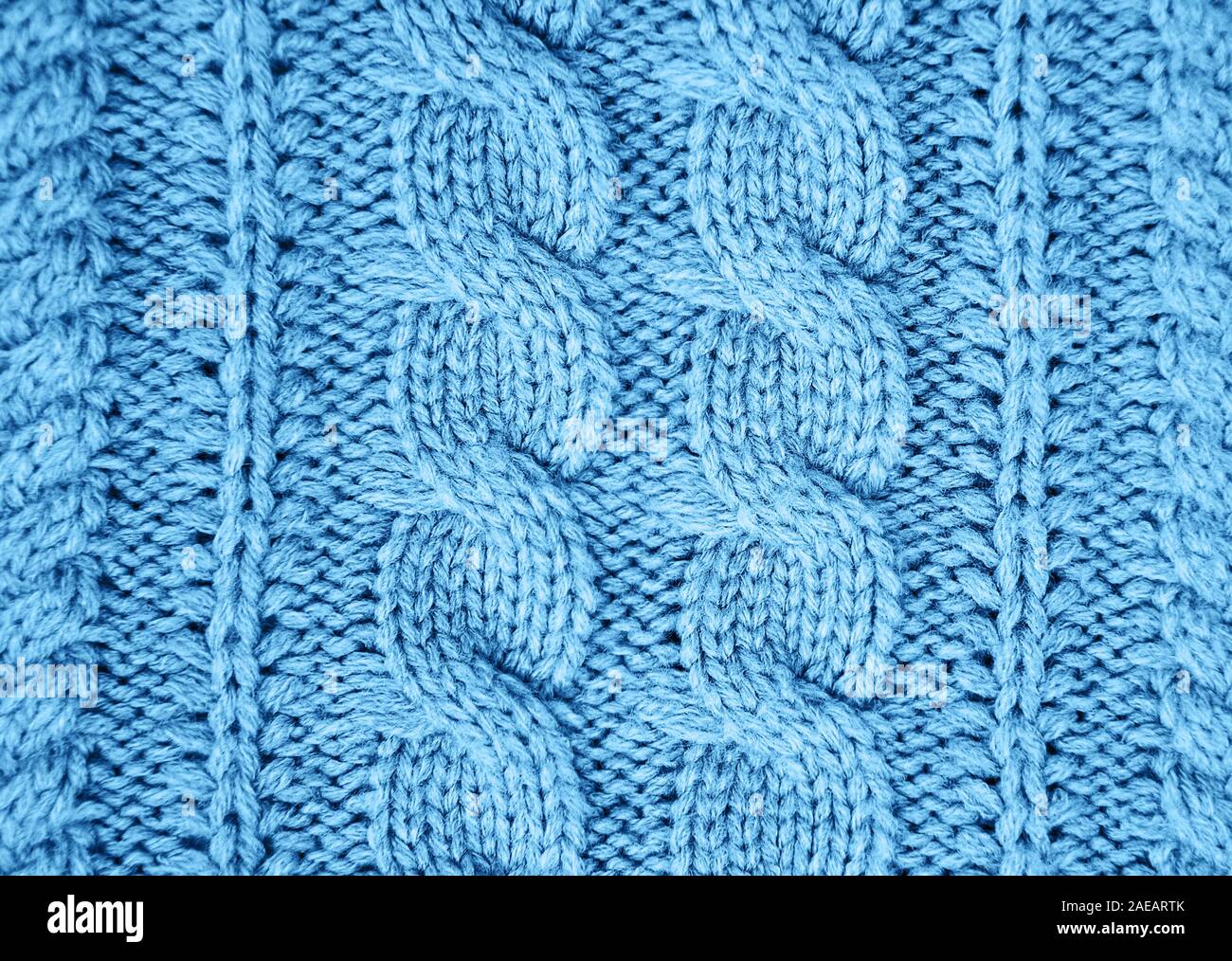 Grey knitting wool texture as a background toned classic blue color ...