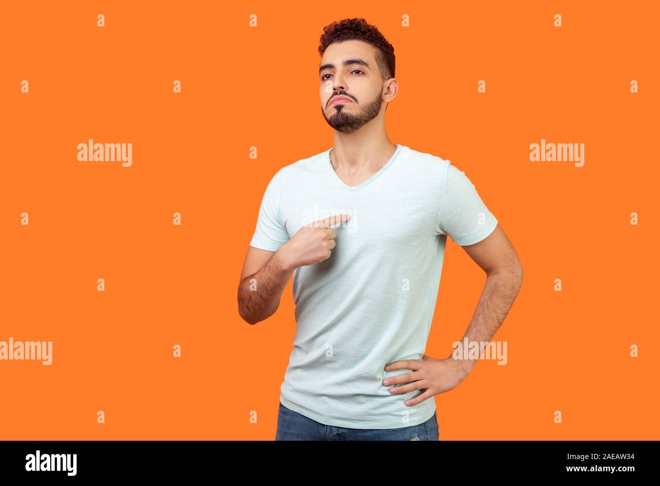 Pointing with his finger at his chest hi-res stock photography and ...