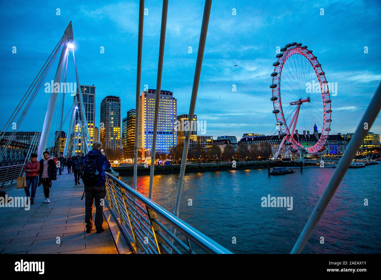 London, Christmas Market on the Thames, Winter Festival at Southbank ...