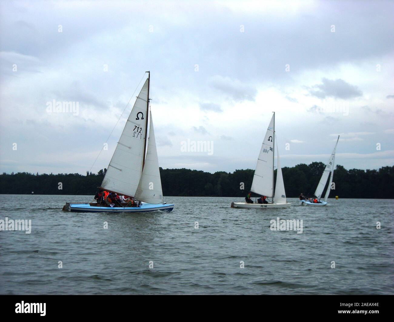 Children learning sailing, boys - young sailors, optimist dinghy and ...