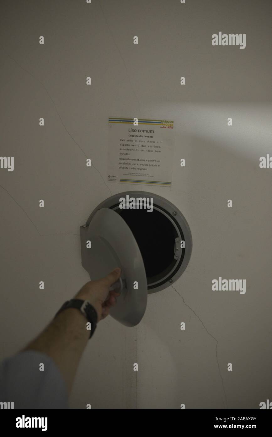 waste collection in a modern building. Every building floor has its own ...