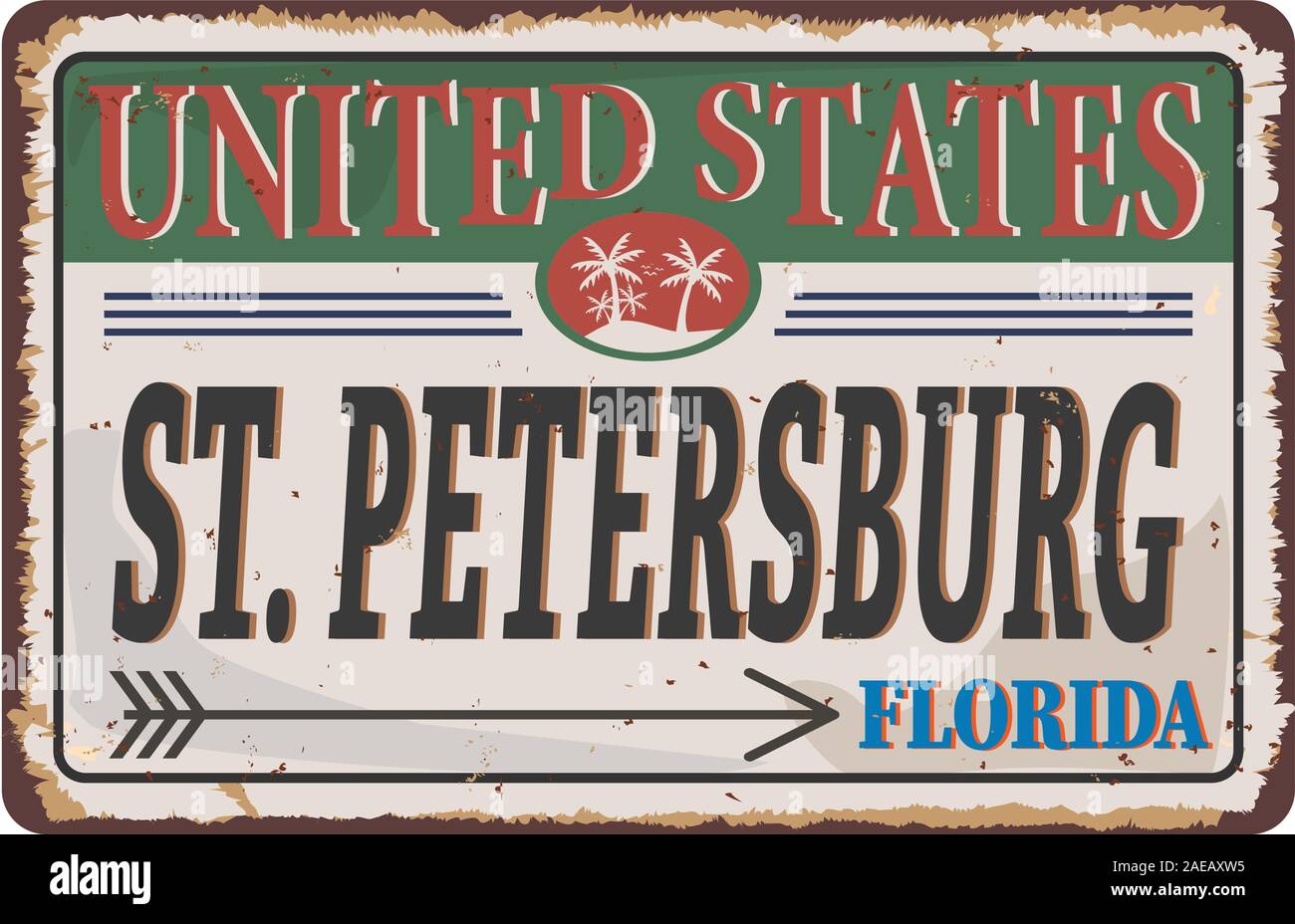 Vintage Touristic metal sign - St. Petersburg, Florida - Vector EPS10 ...
