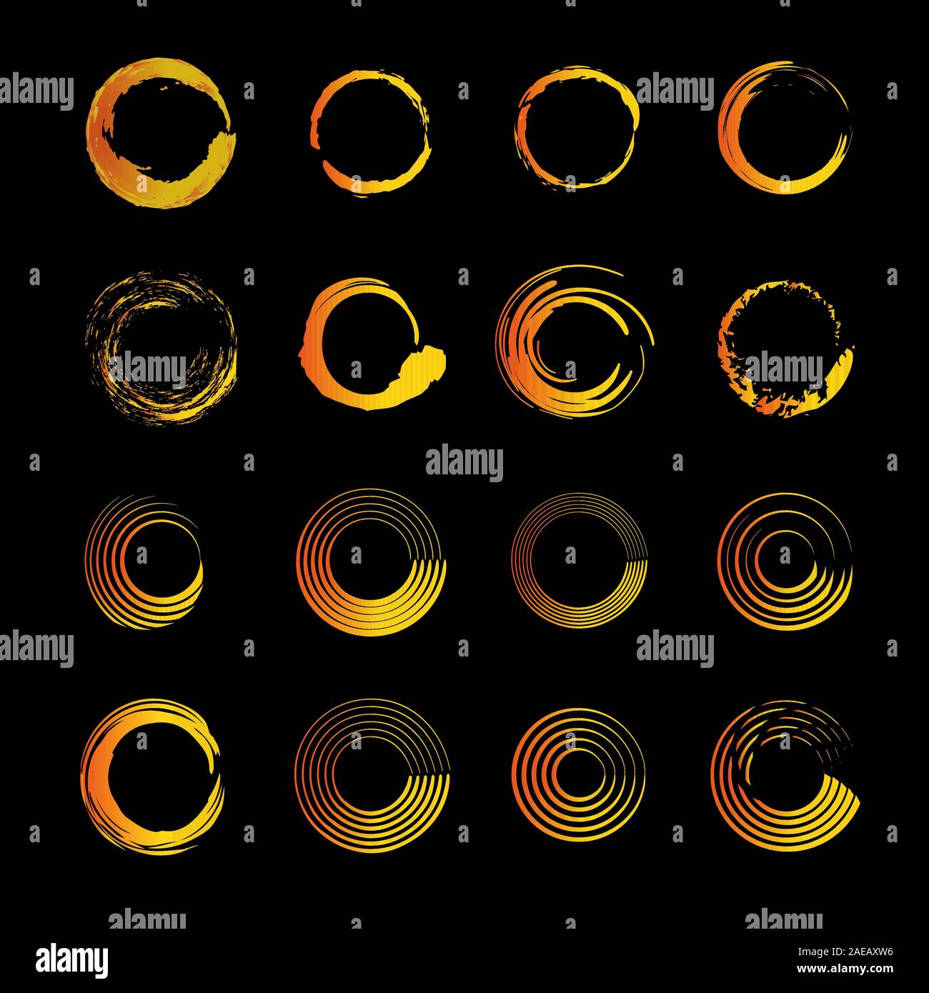 Set of vector icon, and logo depicting the solar circle. Modern styling ...
