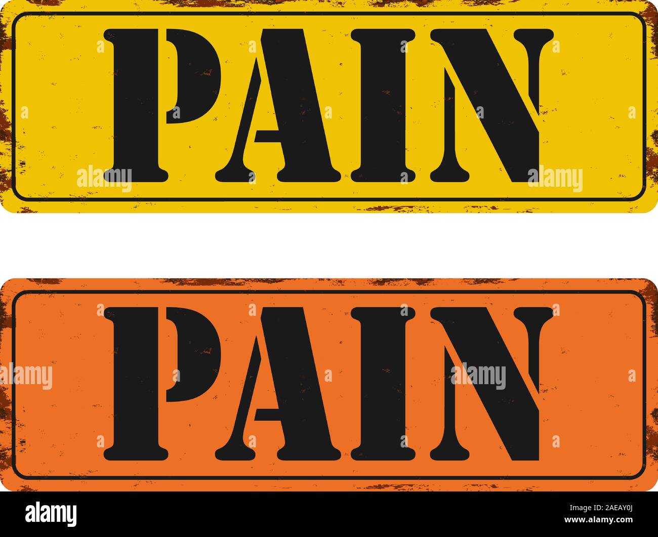 Pain vintage metal warning sign board graphics set. Rusty effect tin ...