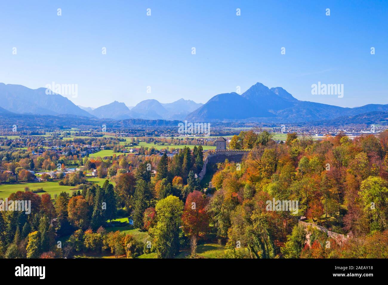 Aerial view of Salzburg historic city in autumn, Austria Stock Photo ...