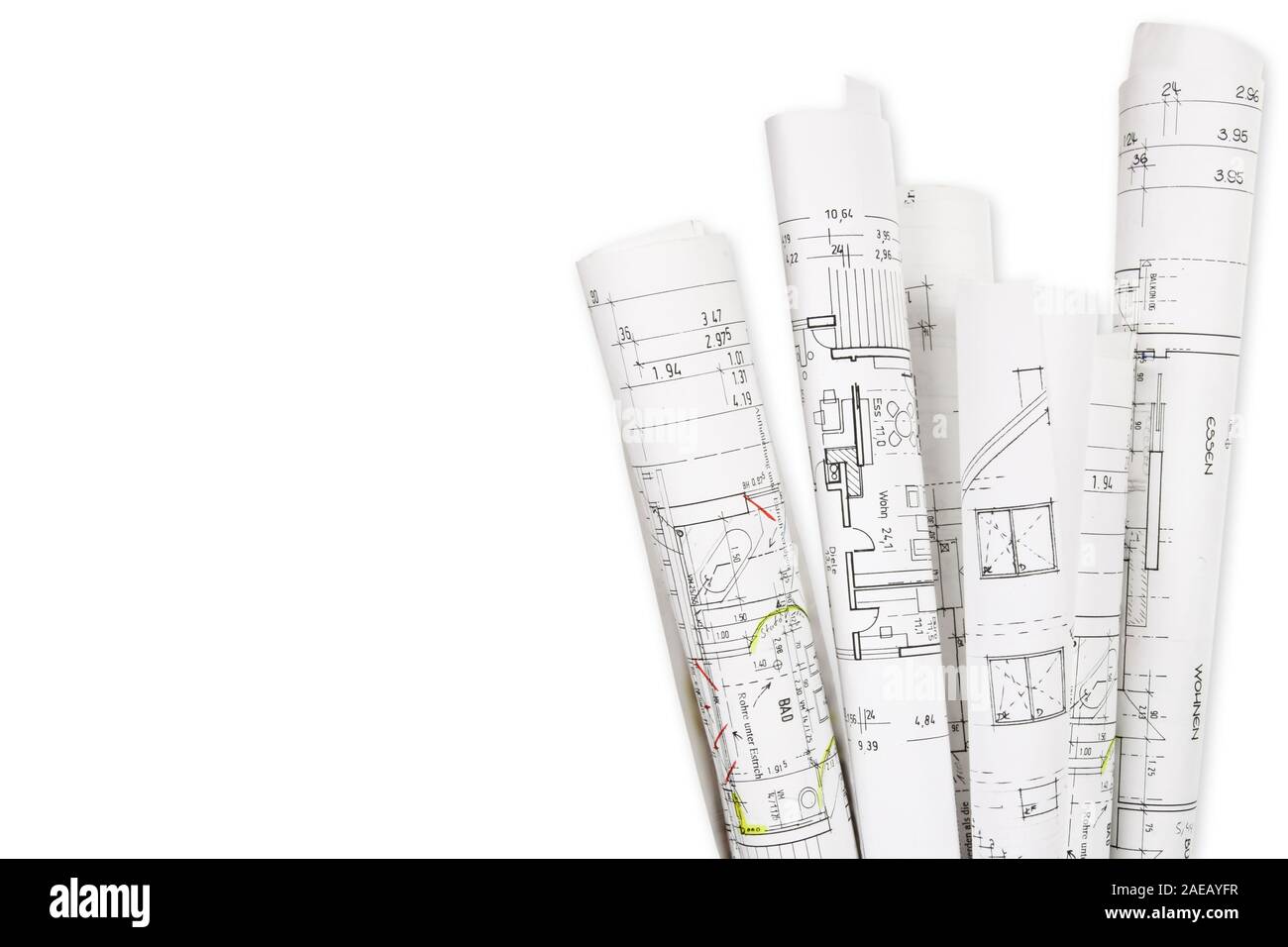Architect design working drawing Cut Out Stock Images & Pictures - Alamy