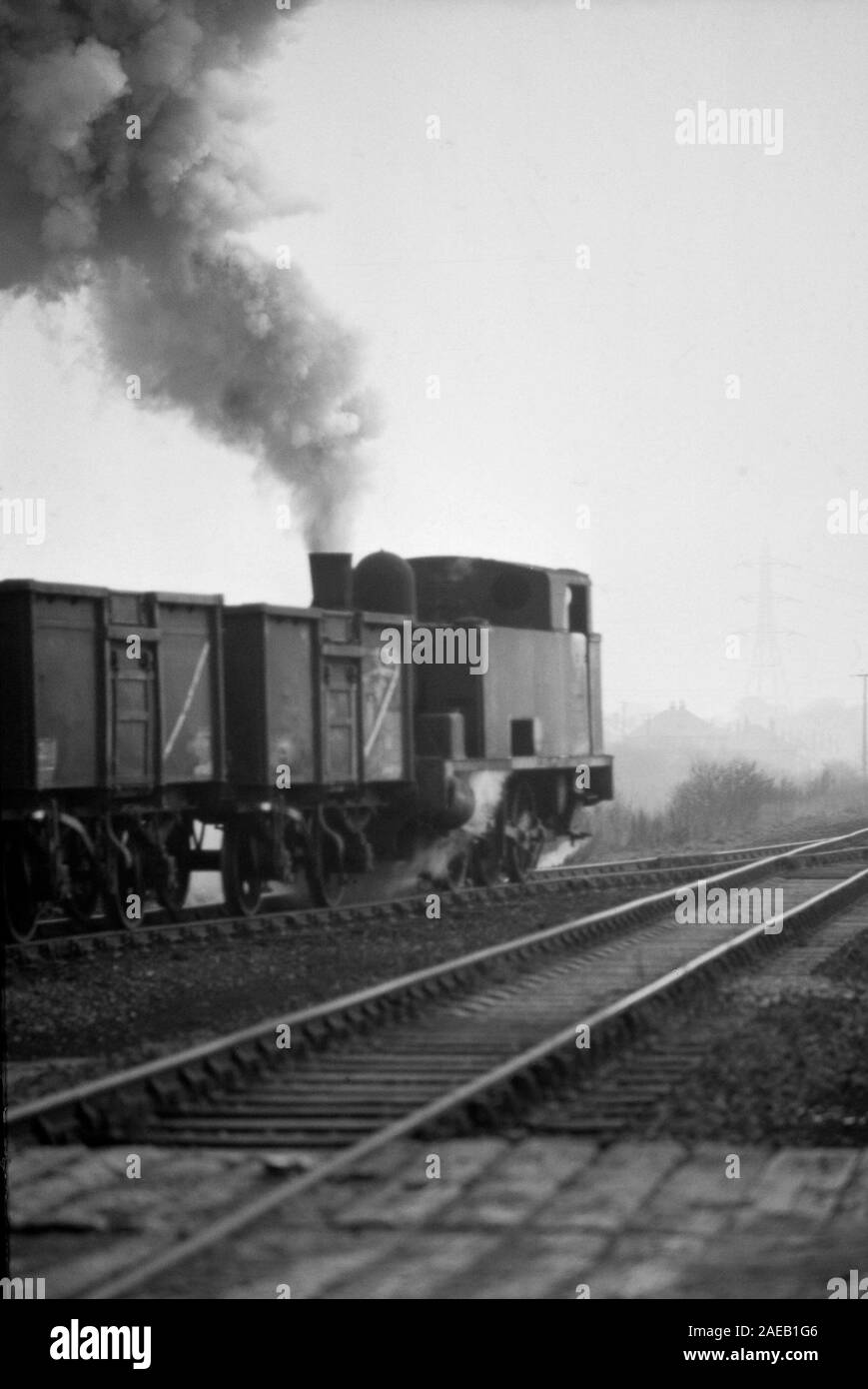 Steam engine shunting coal wagons at newmarket colliery Black and White ...