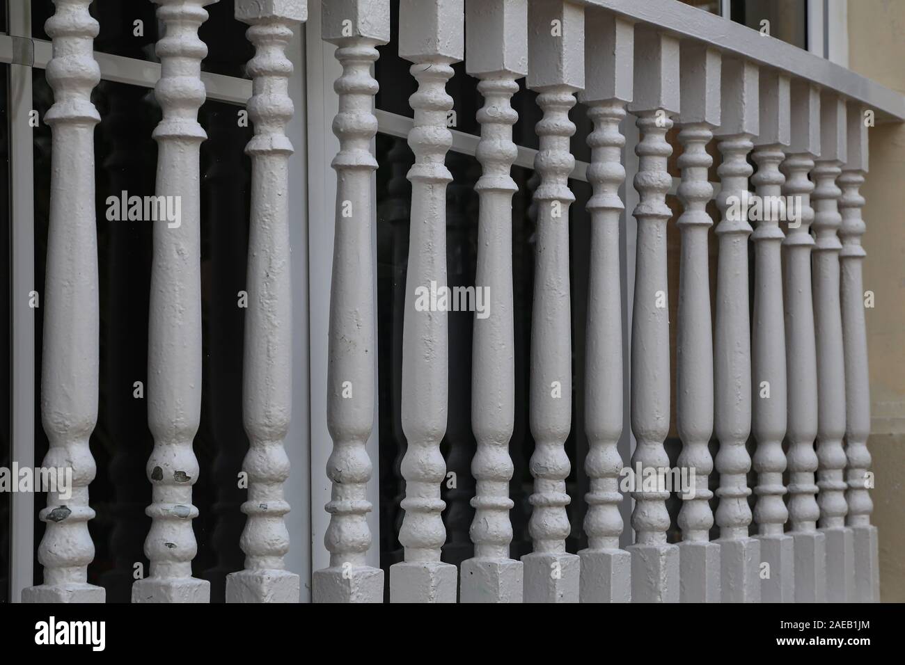 White painted railings in the old house Stock Photo - Alamy