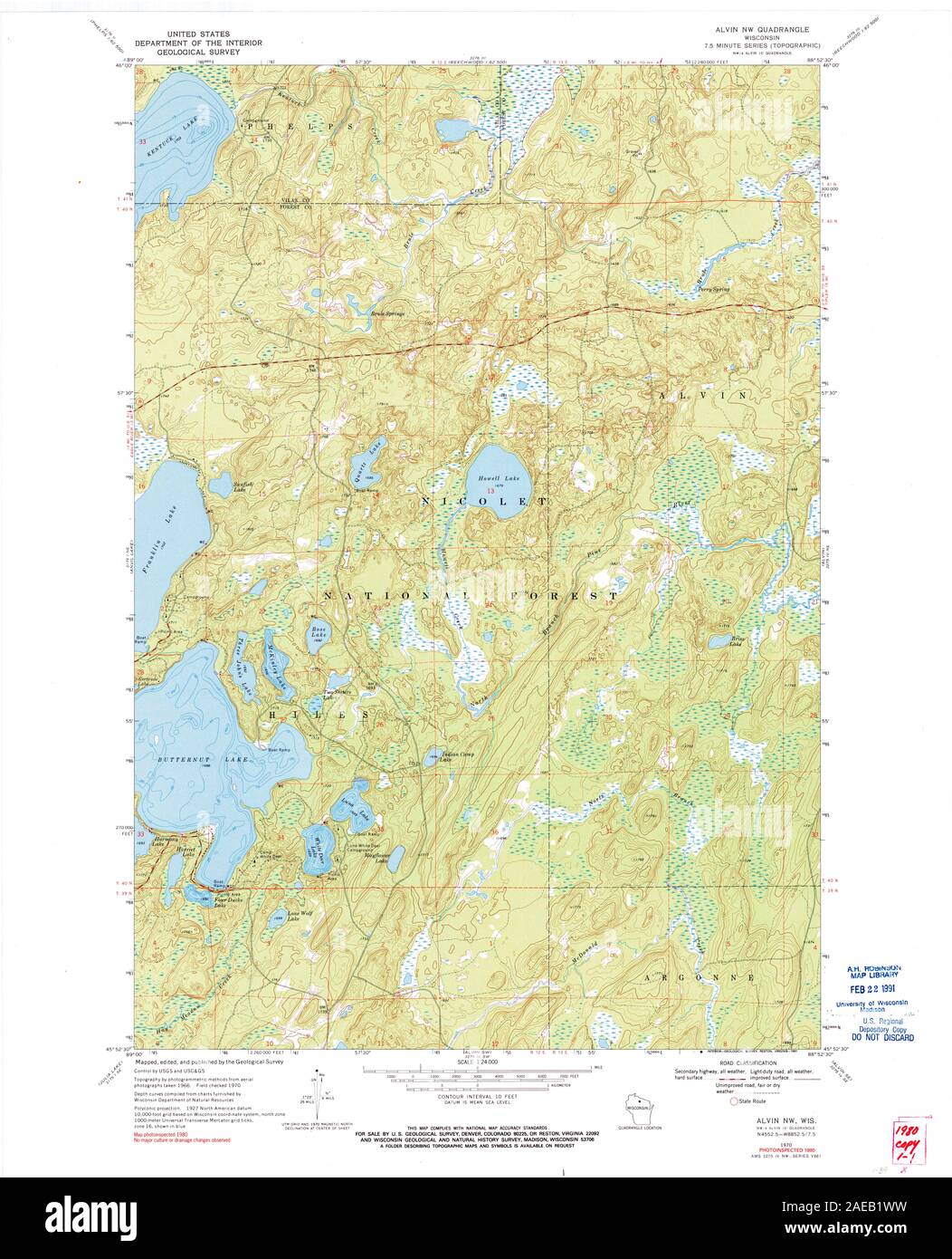 WI Alvin NW 500019 1970 24000 Restoration Stock Photo - Alamy