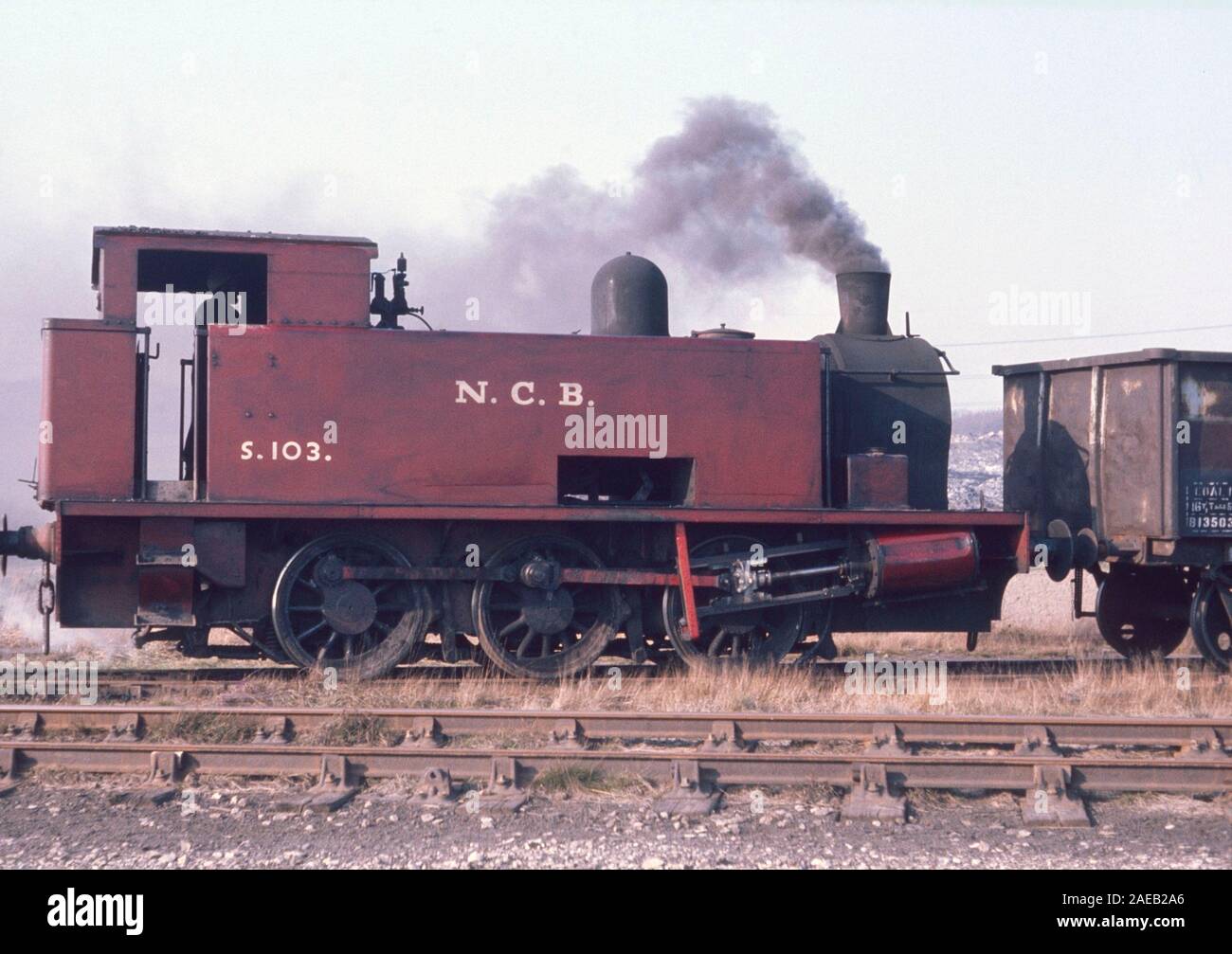 Steam engine shunting coal wagons at Newmarket Colliery, Wakefield ...
