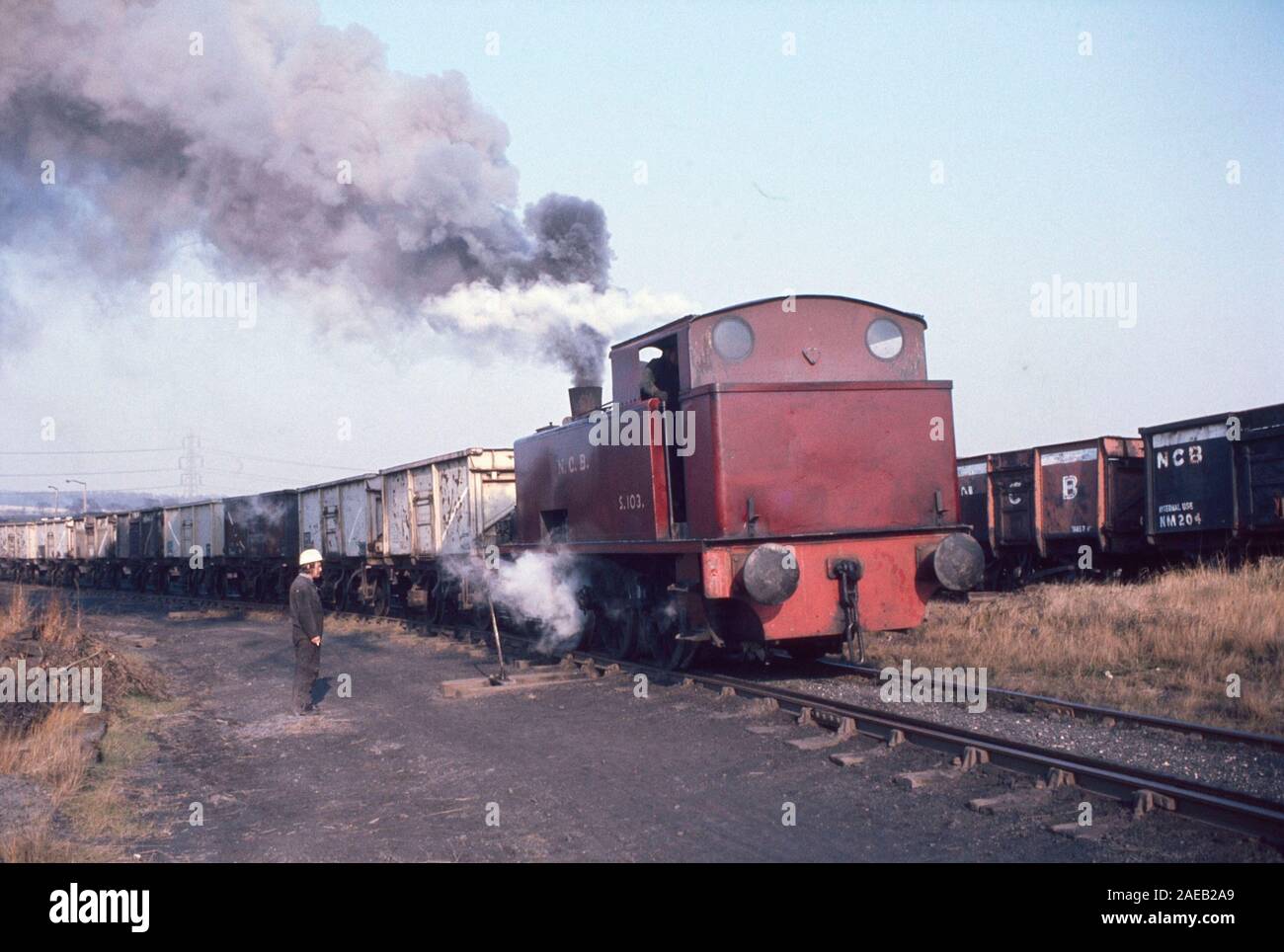 Steam engine shunting coal wagons at Newmarket Colliery, Wakefield ...