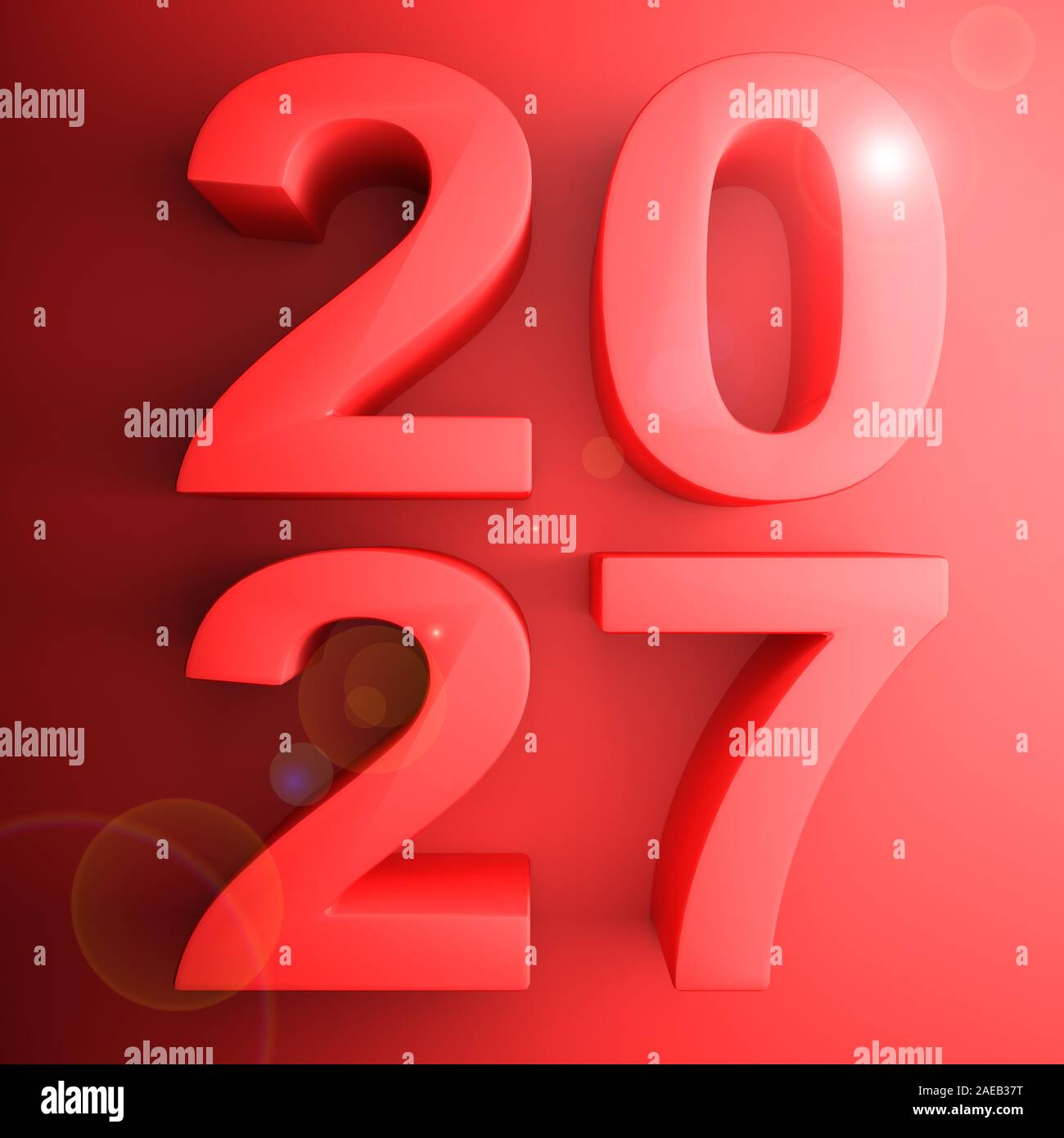 2027 red square icon - 3D rendering illustration Stock Photo - Alamy
