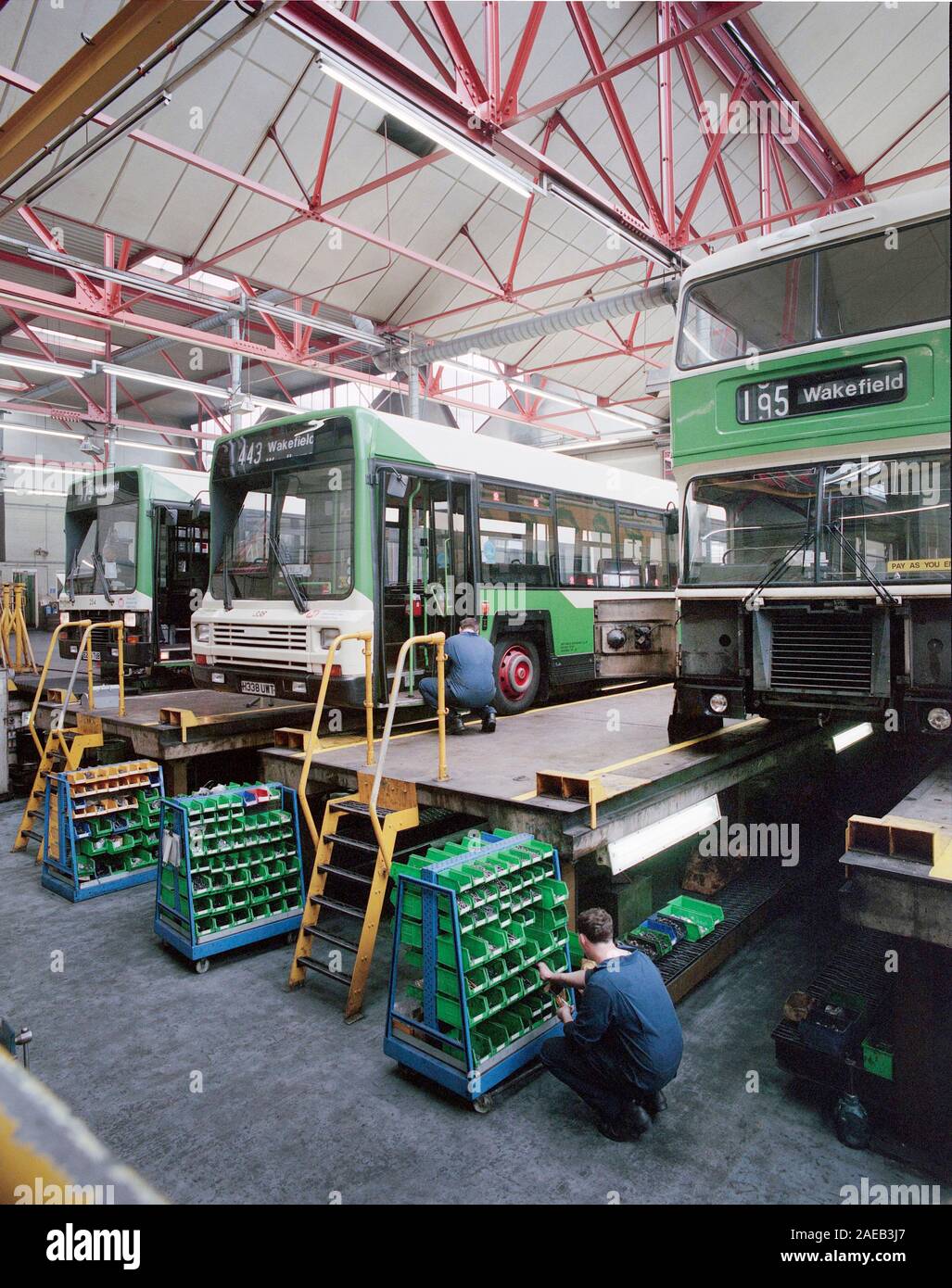 Wakefield Bus depot in 1991, West Yorkshire, Northern England, UK Stock ...