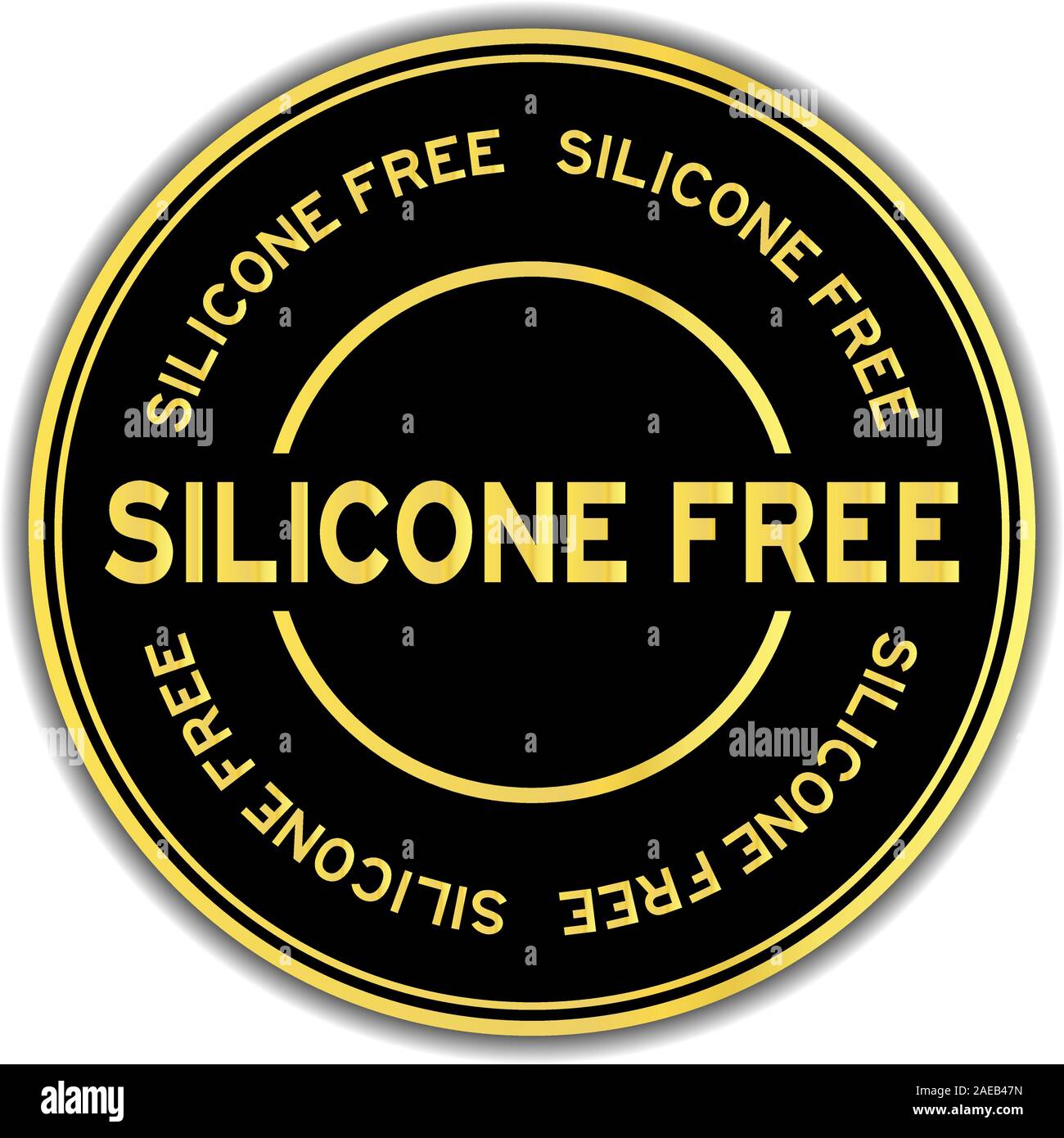 Gold color silicone free word round sticker on white background Stock ...