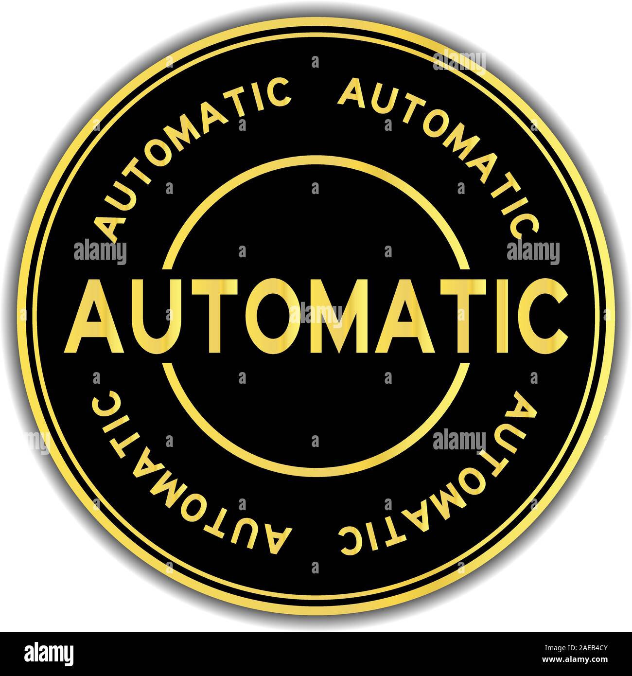 Gold color automatic word round sticker on white background Stock ...