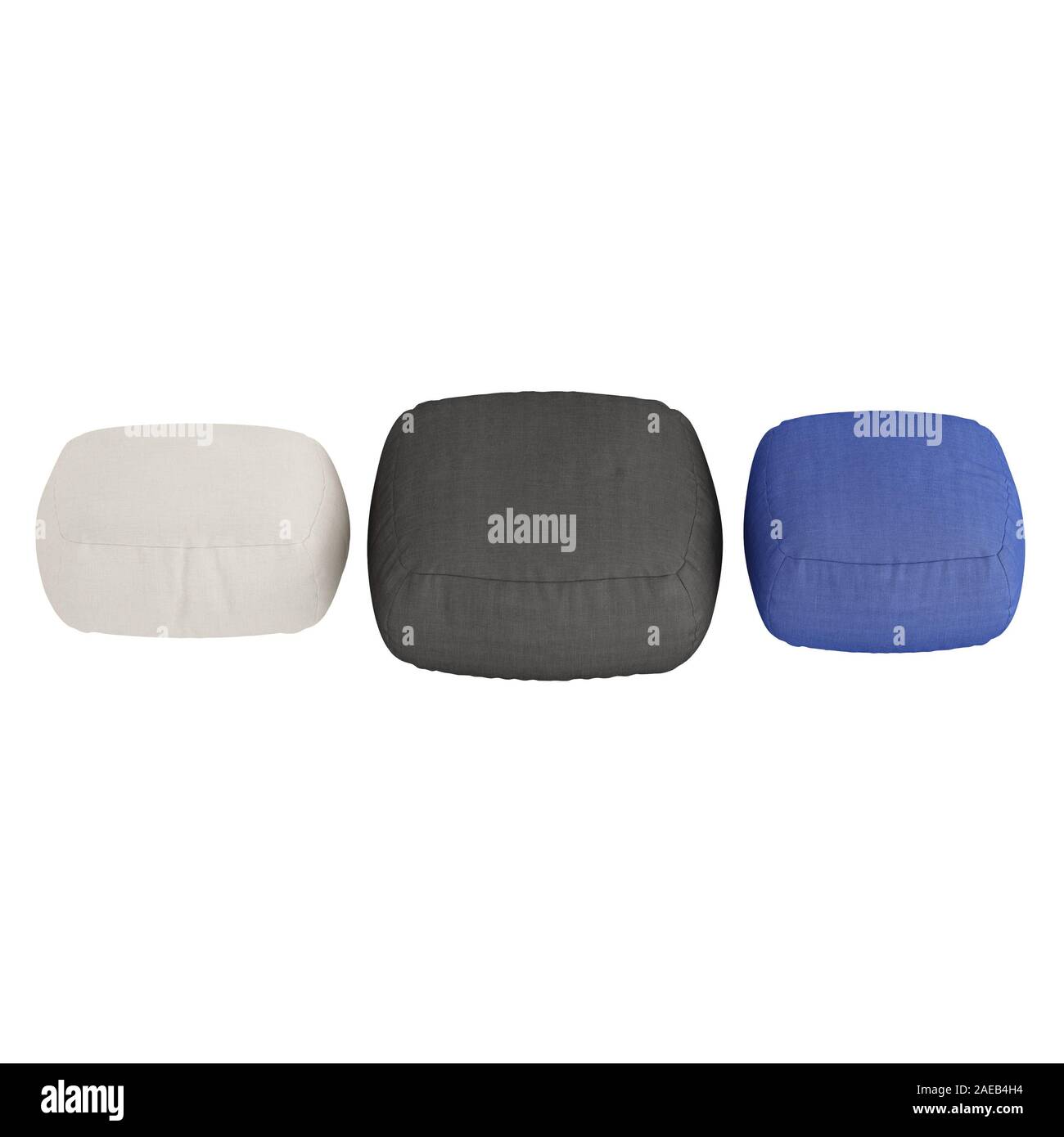 Three color soft poufs on white background. 3d rendering Stock Photo ...