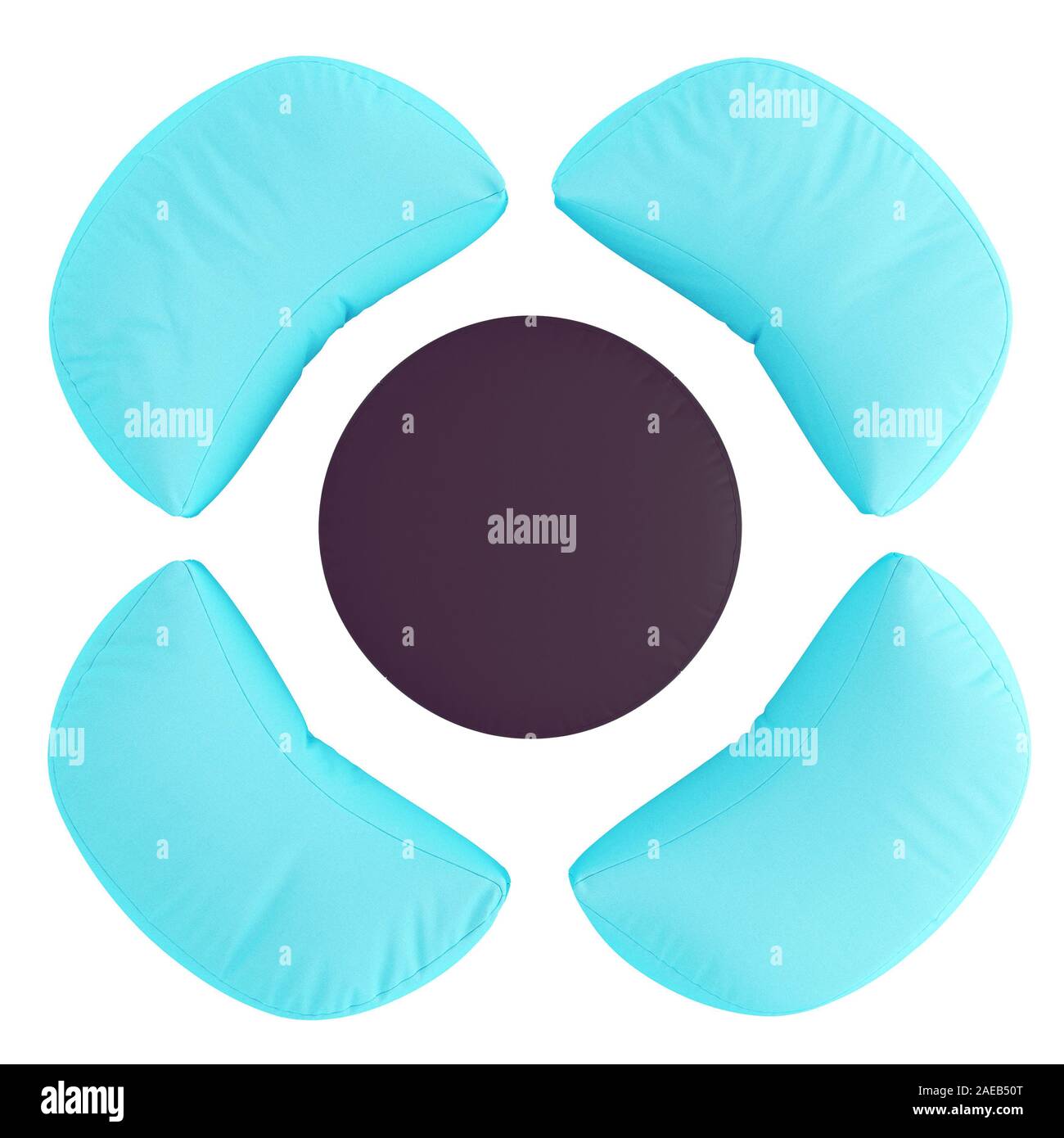 Five cloth poufs on white background. 3d rendering Stock Photo - Alamy